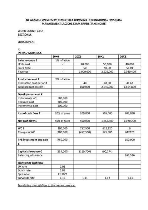 Exam Paper 2019 2020 Newcastle University Semester 2 2019 2020 International Financial