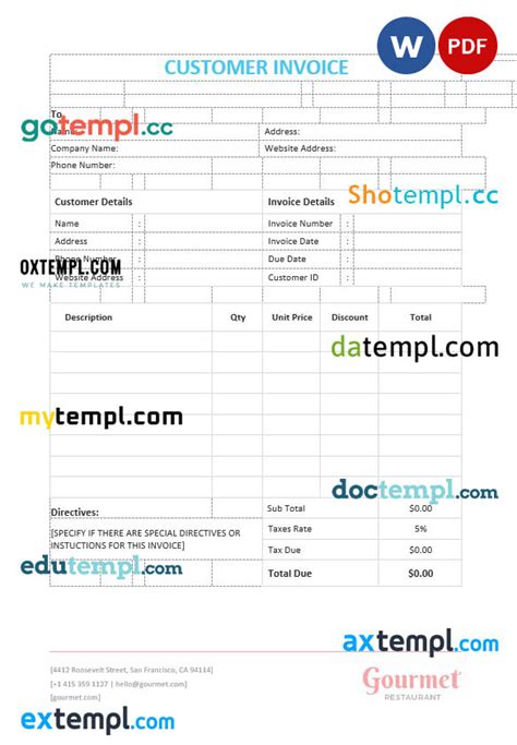 Customer Invoice Fake Template In Word And Pdf Format