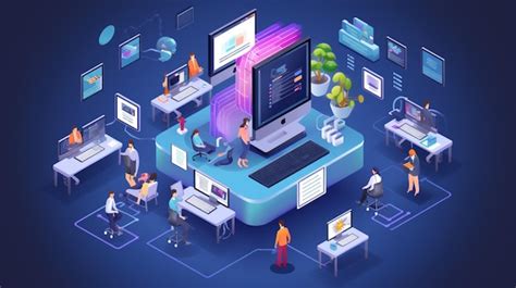 Premium Vector A Computer Screen With People In The Center And A Screen That Says Quot Smart Quot