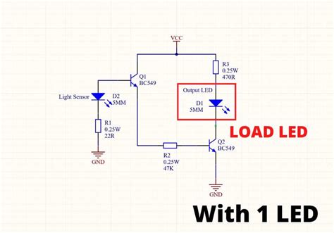 simple light sensor circuit without ldr using bc549 npn transistor