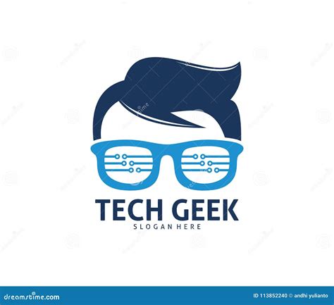 Cool Geek Guy Nerd Vector Logo Design 159476790