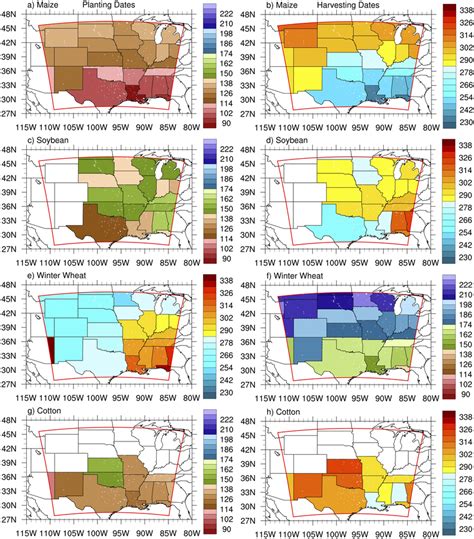 Statelevel Maps Of Usual Planting Left Panels And Harvesting Right Download Scientific