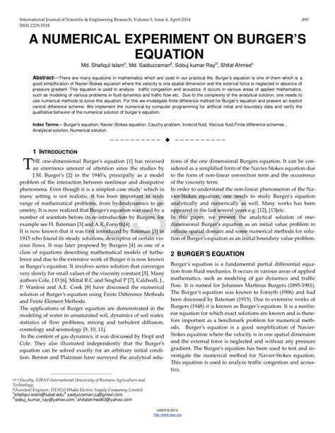 Pdf A Numerical Experiment On Burgers Equation