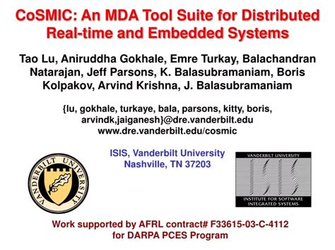 Ppt Cosmic An Mda Tool Suite For Distributed Real Time And Embedded