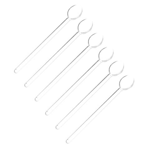 Badu Bg 6бр Топлоустойчиви стъклени лъжици Лъжици за смесване на кафе Лъжици за разбъркване на