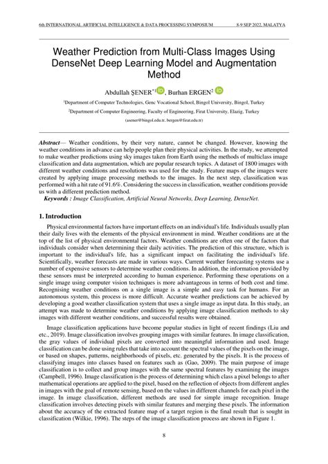 Pdf Weather Prediction From Multi Class Images Using Densenet Deep