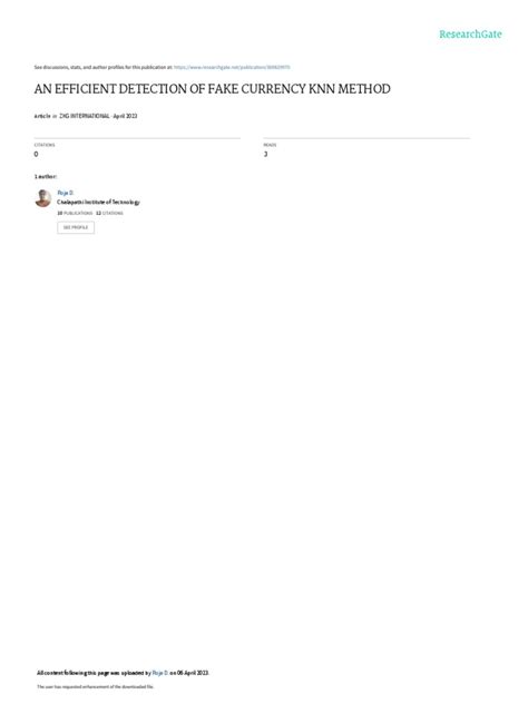 An Efficient Detection Of Fake Currency Knn Method Pdf Support