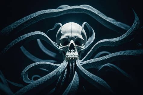 Premium Ai Image Creepy Skull With Tentacles Premium Ai Image Creepy Skull With Tentacles