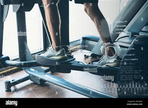 Modern Technology In Sport Science Concept Muscle Strength Training People In Sport Club