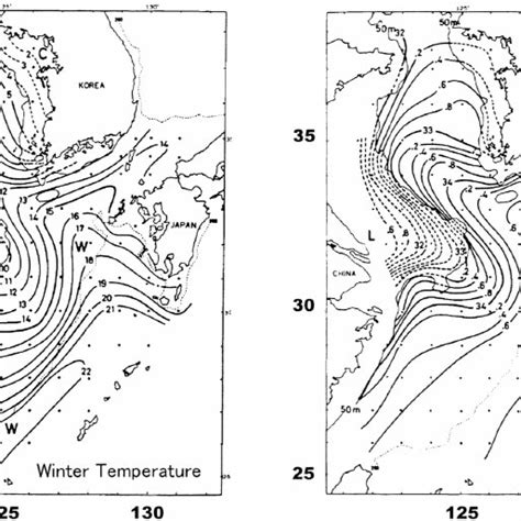 A Horizontal Distributions Of Seasonal Mean Winter Temperature Left
