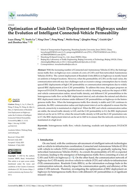 Pdf Optimization Of Roadside Unit Deployment On Highways Under The Evolution Of Intelligent