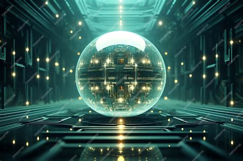 Premium Photo Abstract Scifi Sphere With Particles Technology Network Connection On World