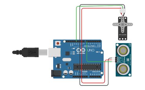 Circuit Design Servomotor Con Un Sensor De Ultrasonido Tinkercad