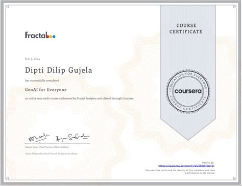Certified In Genai For Everyone Through Coursera Dipti Gujela