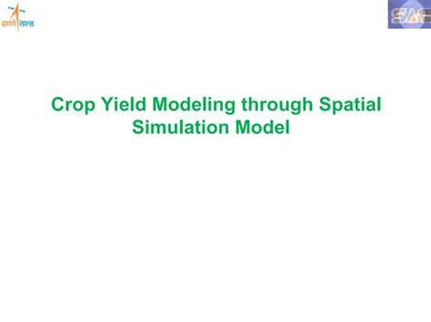 Crop Yield Modeling Using Sar Data And Rsppt