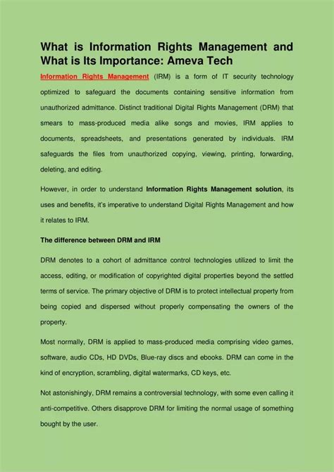 Ppt Information Rights Management Solution Is An Important Aspect Of Monitoring Business Files