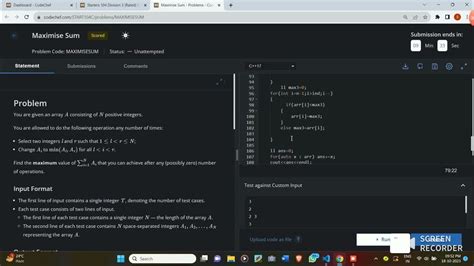 Maximise Sum Codechef Solution Starters 104 Youtube