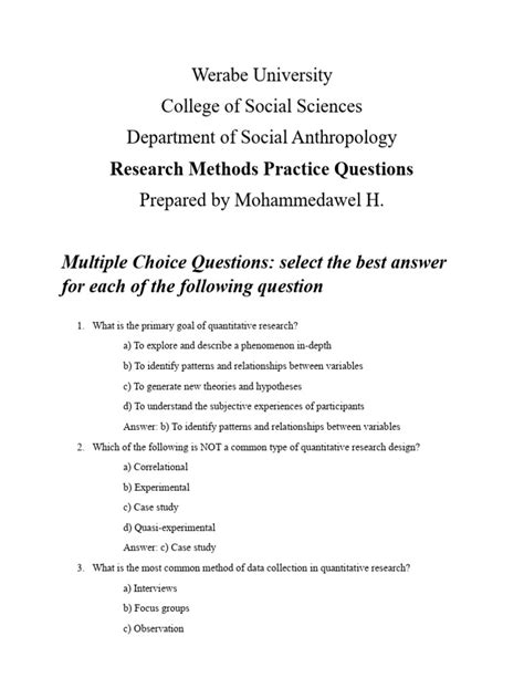 Research Methods Quiz Pdf Sampling Statistics Methodology