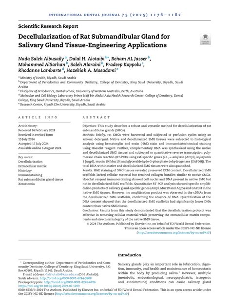 Pdf Decellularization Of Rat Submandibular Gland For Salivary Gland Tissue Engineering