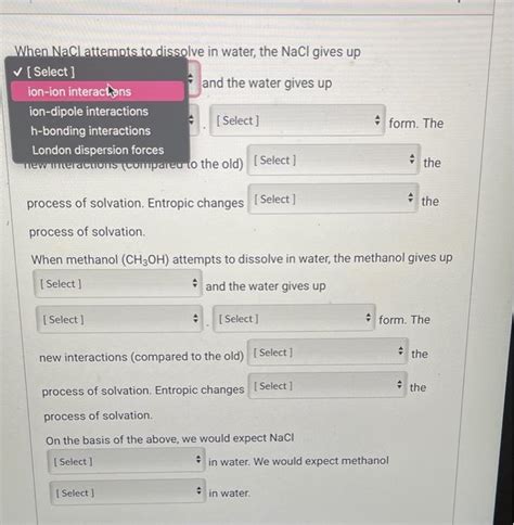 Solved When NaCl Attempts To Dissolve In Water The NaCl Chegg