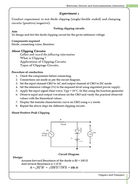 01 Clipping Pdf Diode Electrical Engineering