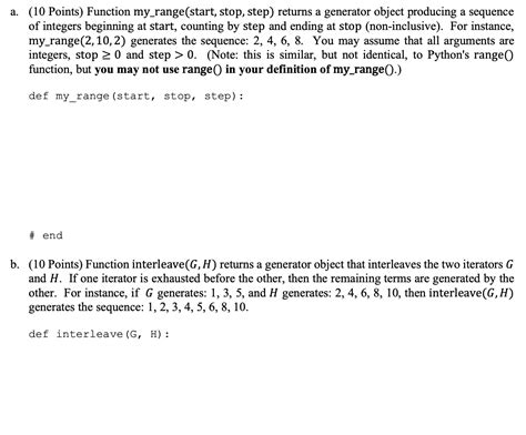 Solved A 10 Points Function Myrangestart Stop Step
