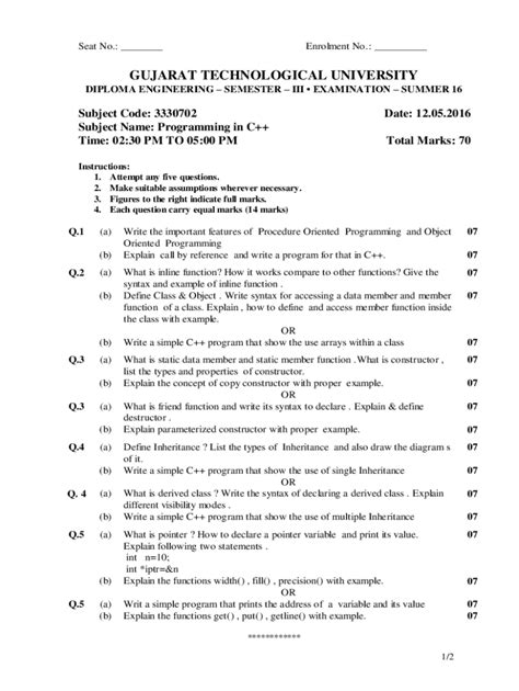 Fillable Online Object Oriented Programming Oop In C Course Fax Email Print Pdffiller