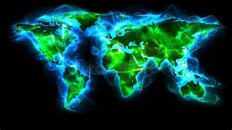 Global Network Glowing World Map Illustrating Connections Energy Data Flow And Communication
