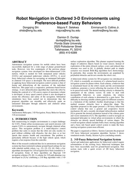pdf robot navigation in cluttered 3 d environments using preference