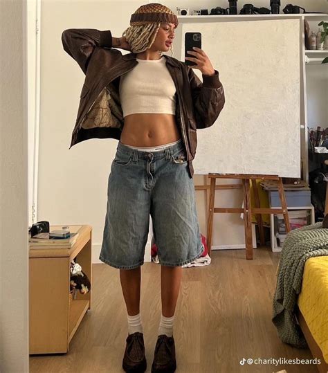 Jorts Brown Blue Streetstyle Casual Outfit Inspiration Clothes Casual Outfits