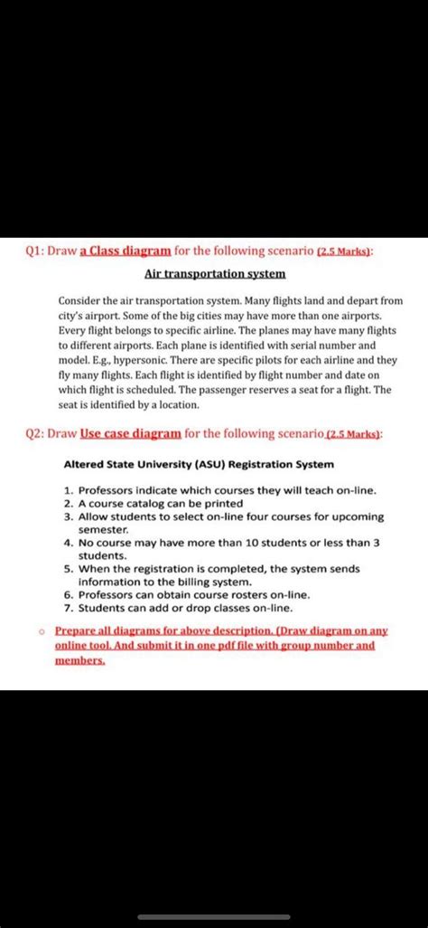 Solved Q Draw A Class Diagram For The Following Scenario Chegg Com