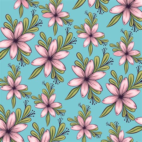 Premium Vector Flowers And Leafs Pattern