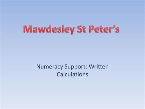 Ppt Numeracy Support Written Calculations Powerpoint Presentation Free Download Id 6309697