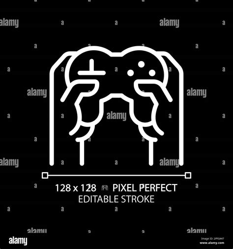 Hands With Controller Pixel Perfect White Linear Icon For Dark Theme