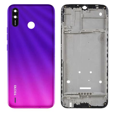 Tecno Spark 4 Lite Middle Frame Housing With Side Button And Camera Lens Complete Body Casing