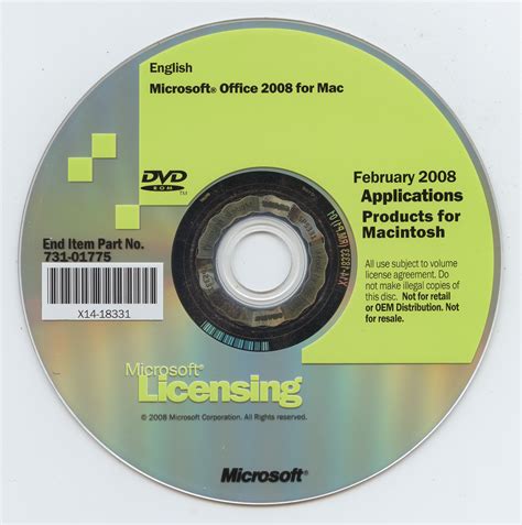 Microsoft Office 2008 For Mac Applications Products For Macintosh February 2008 731 01775 X14