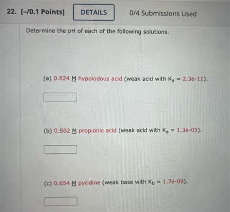 Solved Determine The PH Of Each Of The Following Solutions Chegg Com