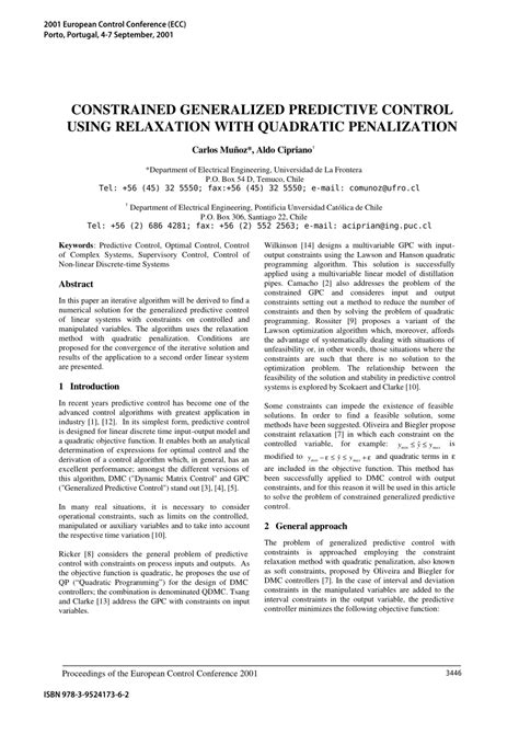 Pdf Constrained Generalized Predictive Control Using Relaxation With