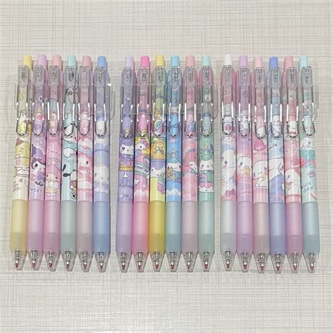 ปากกาเจล ลายการ์ตูน หมึกสีดำ 0 5 มม ด้ามสีมุก ที่เสียบสีเงิน Sunnietshop Thaipick