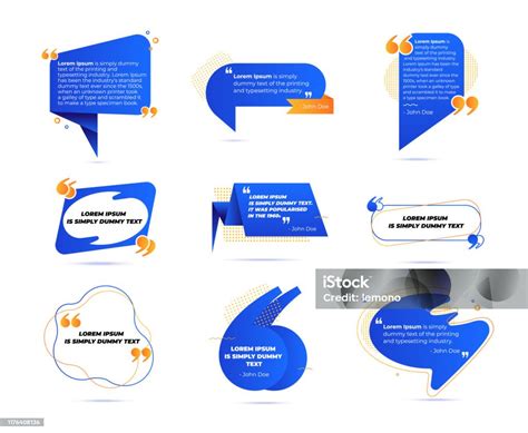 문자 메시지 및 메시지에 대한 견적 상자 프레임의 큰 세트 텍스트 정보 디자인을 위한 컬러 빈 템플릿입니다 인용 거품 블로그 기호입니다 배너 태그 스티커에 대한 크리에이티브