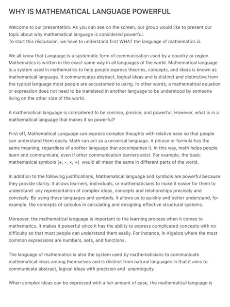 Why Is Mathematical Language Powerful Pdf Mathematics Science