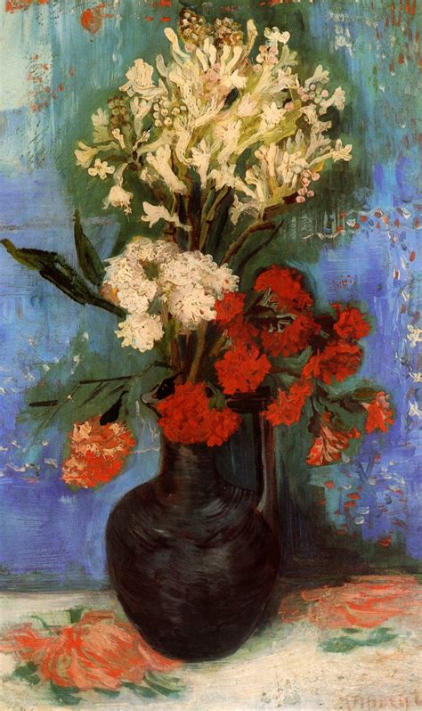 Vase With Carnations And Other Flowers 1886 Paris France By Vincent