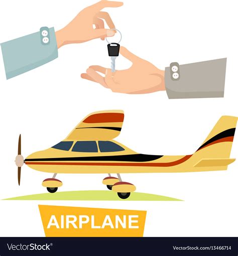 Hand Passing Key Process Buying Airplane Vector Image