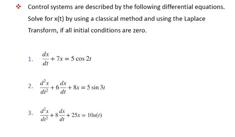 Solved Control Systems Are Described By The Following Chegg