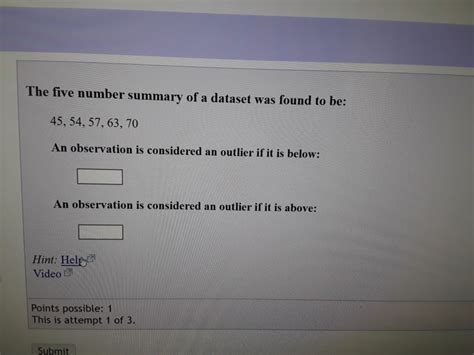 Solved The Five Number Summary Of A Dataset Was Found To Be
