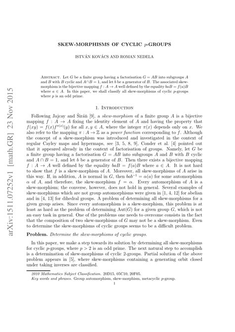 Pdf Skew Morphisms Of Cyclic P Groups