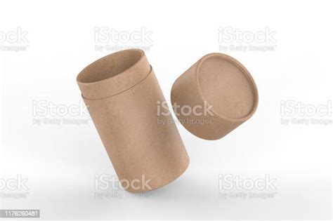 브랜딩을 위해 빈 크래프트 종이 푸시 업 튜브 3d 렌더링 그림입니다 원기둥에 대한 스톡 사진 및 기타 이미지 원기둥 카드