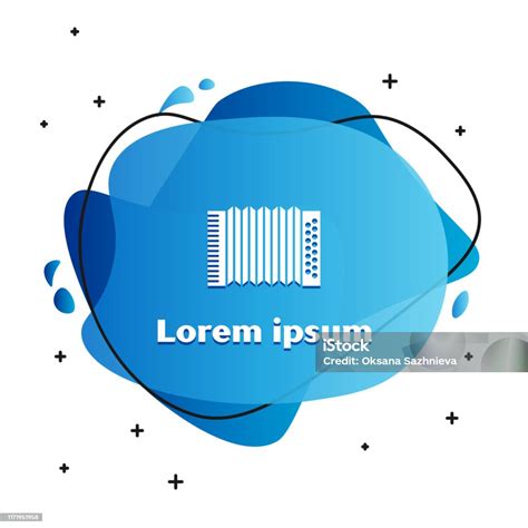 흰색 배경에 격리 된 흰색 악기 아코디언 아이콘입니다 고전적인 바야 고조파 액체 모양의 추상 배너입니다 벡터 일러스트레이션 Classical Concert에 대한 스톡 벡터