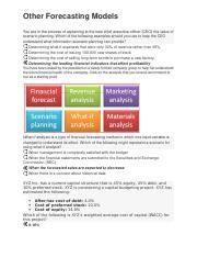 Other Forecasting Models Docx Other Forecasting Models You Are In The Process Of Explaining To