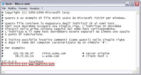 configurare file host